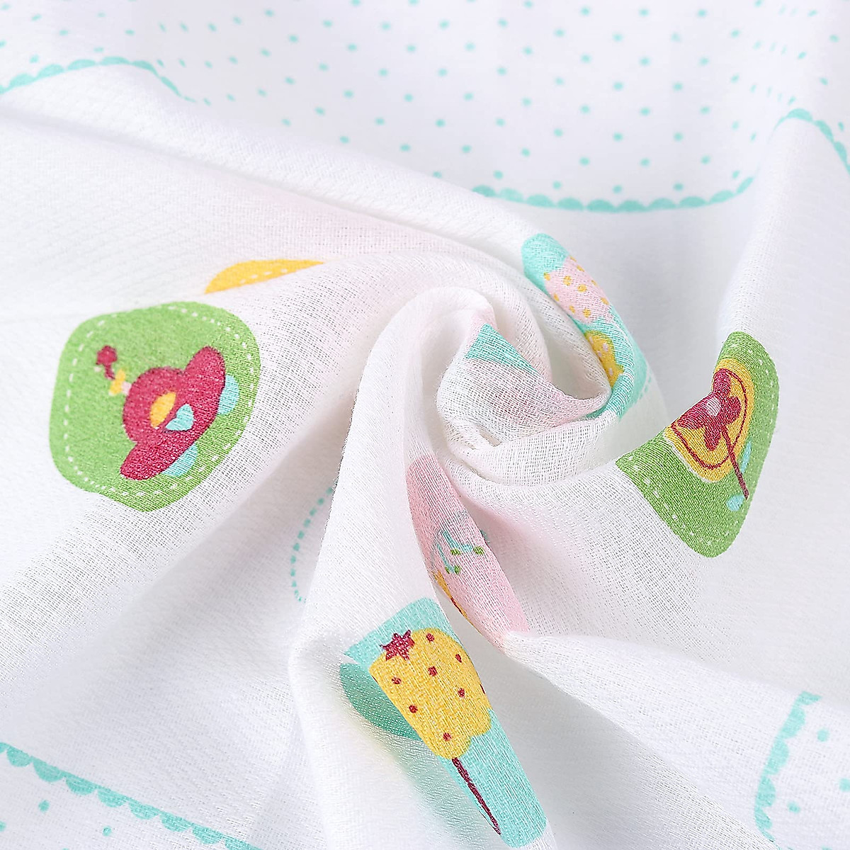 HOULIFE Kids Cotton Handkerchiefs, 100% Soft Handkerchieves Cartoon Printing Small Cute Hankies for Children Girls Boys 12PCS