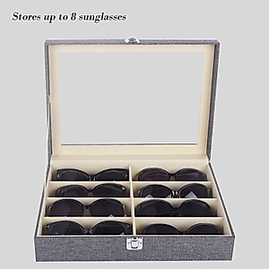AUTOARK Linen 8 Piece Eyeglasses Storage and Sunglass Glasses Display Case Organizer,Grey,AW-136