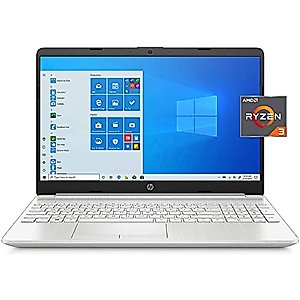 HP 2021 15.6'' HD Laptop PC AMD Dual-Core Ryzen 3 3250U 4GB DDR4 128GB SSD + 1TB HDD AMD Radeon Graphics USB-C HDMI WiFi AC RJ45 Bluetooth Webcam Fast Charge Windows 10 Home