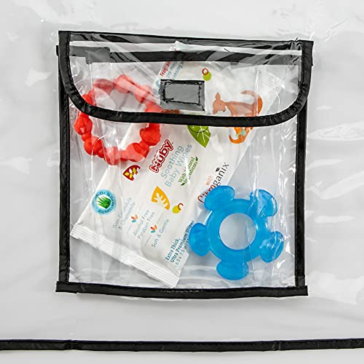 Nuby Travel System Weather Shield, Clear Plastic Stroller Cover with Storage Pocket & Vented Sides