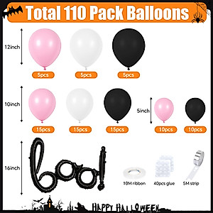 Halloween Balloon Arch Garland Kit for Girls 106Pcs Pink Black White Latex Balloons Halloween Party Decorations for Women Halloween Haunted House Party Halloween Party Supplies Indoor Outdoor