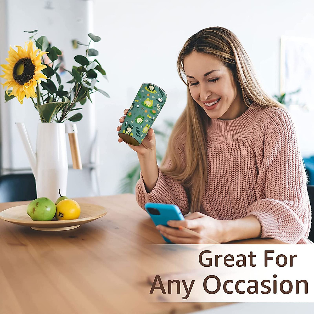 Frog Tumbler with Lid and Straw, 20 Oz Stainless Cup Steel Insulated Water Bottle Travel Coffee Mug