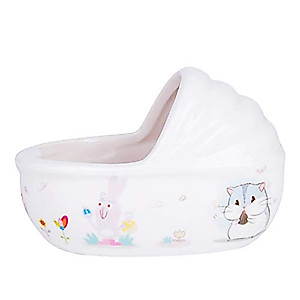 balacoo Ceramics Pet Hamster Bath House Chinchilla Bathroom Container Sauna Toilet Small Animal Sand Room Rat Hideout Nest for Hamster Chinchilla Small Pet (White)