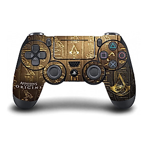 Head Case Designs Officially Licensed Assassin's Creed Logo 3D Heiroglyphics Origins Graphics Vinyl Gaming Skin Decal Compatible With Sony PlayStation 4 PS4 Slim Console and DualShock 4 Controller