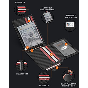 Wallet for Men with Stealth Pocket for Airtag: Leather Wallet with 3 in 1 Design, Removable ID Window, RFID Blocking, 17 Card Capacity, Slim, Carbon Fiber, Bill Divider, Front Wallet with Gift Box