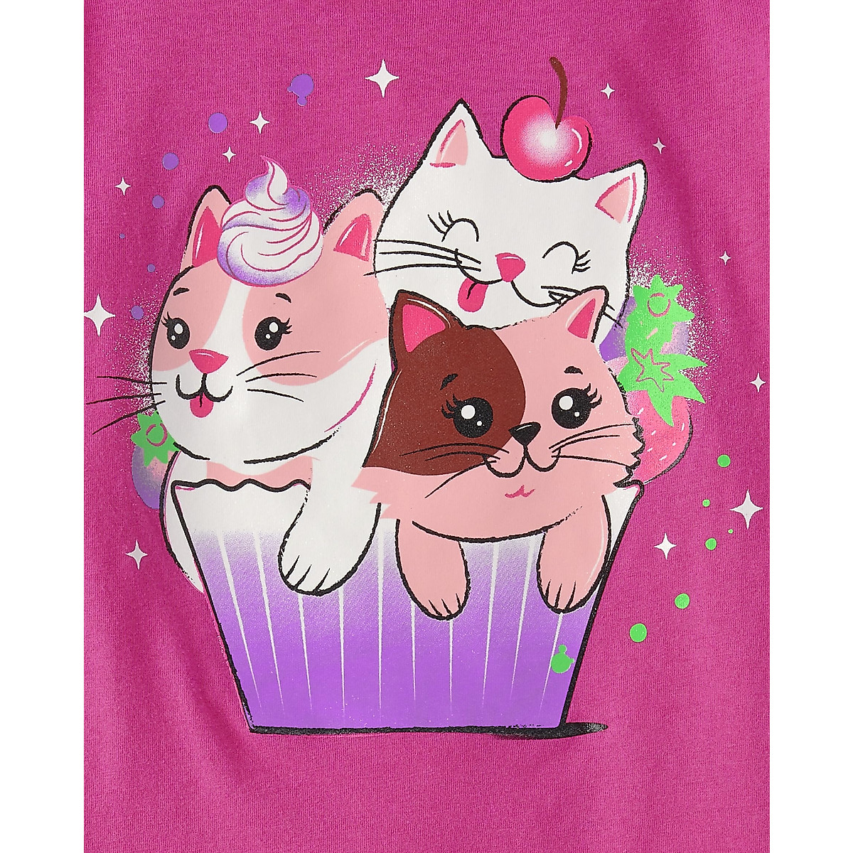 The Children's Place Girls Assorted Everyday Long Sleeve Graphic T-Shirts,Multipacks Cupcake Kitties/Team Dessers 2-Pack X-Small