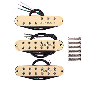 Alnicov Set of 3 Alnico V Single-Coil-Sized Humbuckers Neck/Middle/Bridge Pickups for Stratocaster Electric Guitar Replacement 12K(N)/14K(M)/16K(B)
