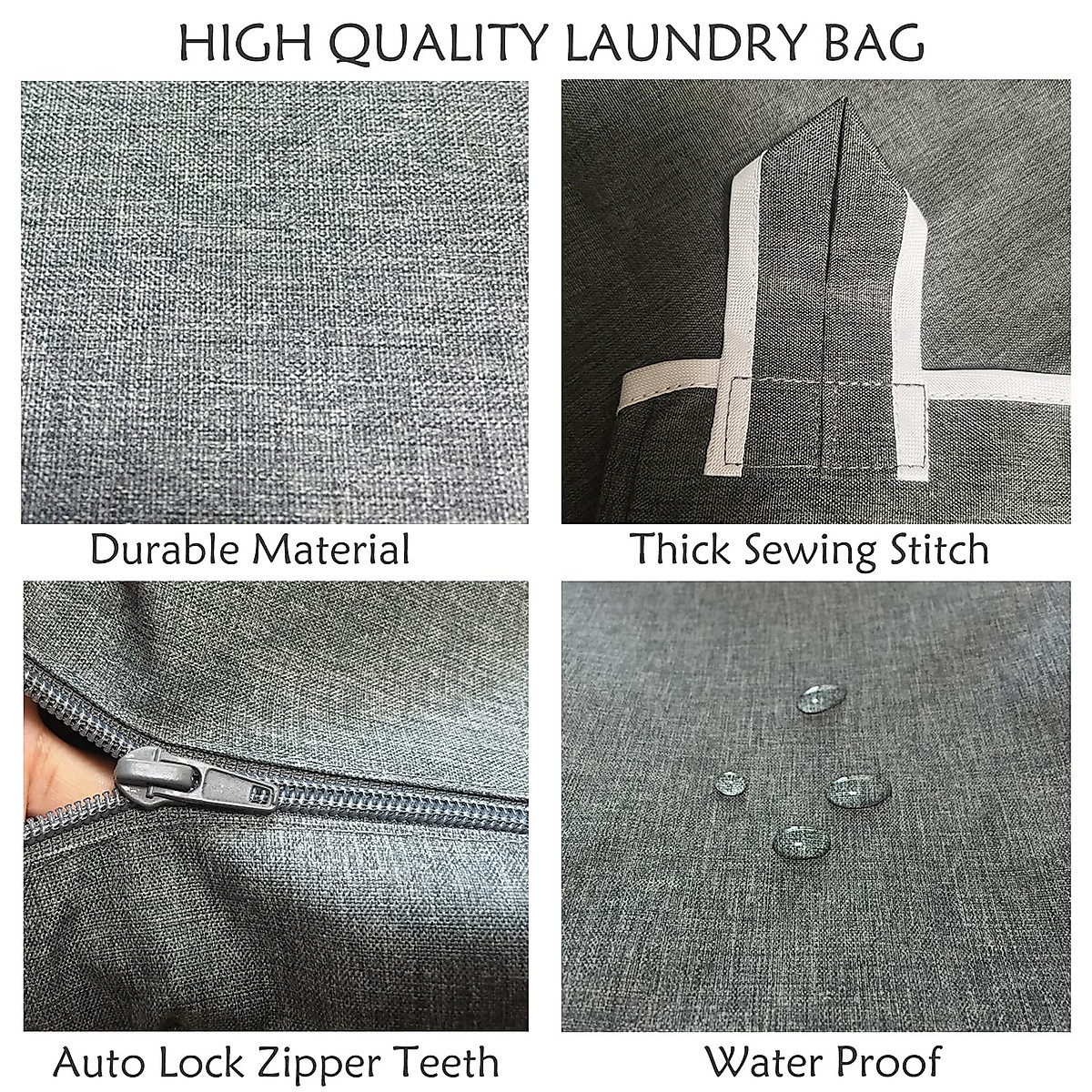 KINGSUSLAY Laundry Hamper, XL Hanging Hamper with Large Openging,Space Saving Storage Bag,Over the Door Hamper with Haning Hooks（36"x 22", Heath Grey)