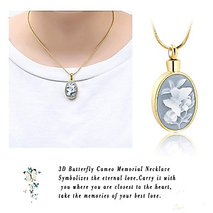 zeqingjw Cremation Jewelry Urn Necklace for Ashes Pendants Butterfly with Flower Memorial Funeral Keepsake Jewelry for Ashes (Gold)