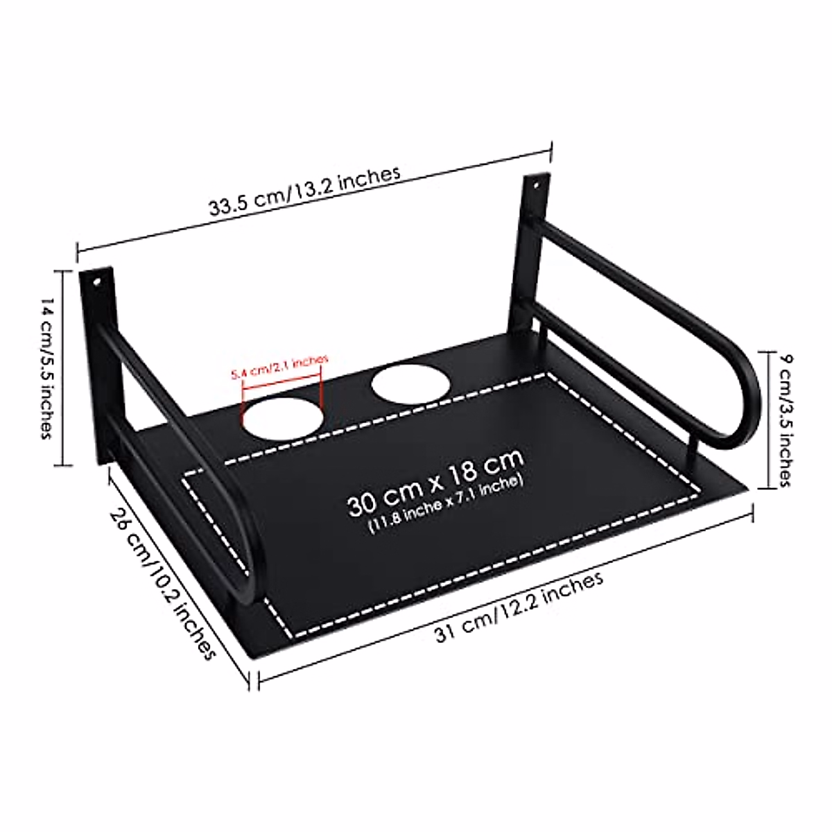 DS. DISTINCTIVE STYLE Projector Shelf Wall Mount Router Shelf Compact Aluminum Small DVD Player Shelf (Black)
