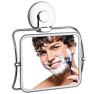 SWAMTIK Shower Mirror Shower Mirror Fogless for Shaving No Fog Shower Mirror 360 Degree Swivel Waterproof Large Shower Mirror Rust Resistant Shower Mirror Fogless for Bathroom NO Drilling Chrome