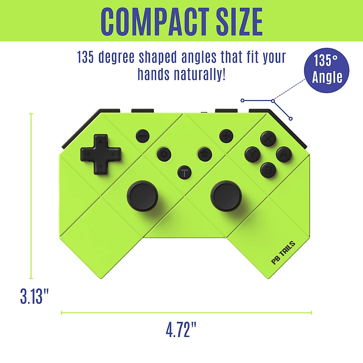 PB TAILS CHOC Bluetooth Gamepad for Nintendo Switch | Portable Wireless Controller for Android, Raspberry Pi, Windows, STEAM | Lightweight Switch Retro Controller for Kids & Adults | Neon Green