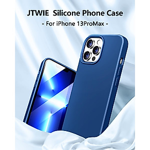 JTWIE [5 in 1 for iPhone 13 Pro Max Case, with Screen Protector and Camera Lens Protector, [Microfiber Lining] Slim Silicone Protective Phone Case(Navy Blue)…