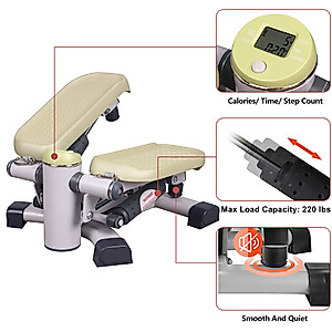 leikefitness Premium Portable Climber Stair Stepper & Waist Fitness Twister Step Machine with LCD Monitor ST6600-2(Green)