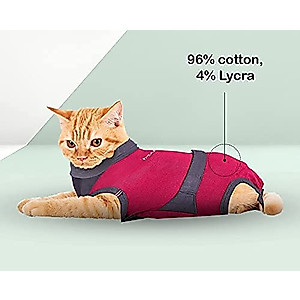 MAXX Cat Post Surgery Suit – Breathable Cat Onesie Surgical Recovery Suit for Wounds – E-Collar Alternative (Pink Grey, XS)