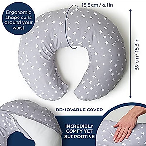 Niimo Nursing Pillow for Breastfeeding - Multifunctional Breast Feeding Pillows for Mom, Nursing Pillows for Breastfeeding, Baby Support, Breastfeeding Pillows, Removable Cover, Grey Star White