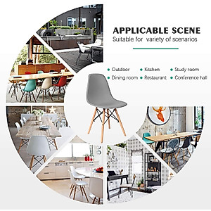 Furniwell Pre Assembled Modern Style Dining Chair Mid Century Modern DSW Chairs, Indoor Plastic Shell Lounge Plastic Chairs Side Chairs Set of 4 (Grey)