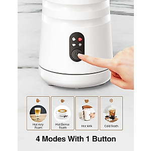 Milk Frother and Steamer, 4-in-1 Milk Frother for Coffee Electric Double Wall, Hot & Cold Foam Milk Heater with Strix Temperature Controls, Auto Shut-Off, for Cappuccino, Coffee, Macchiato (white)