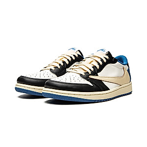 Nike Men's Air Jordan 1 Low OG Sp Travis Scott X Fragment, Sail/Black/Military Blue/Shy P, 7.5