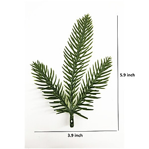 Jylucky 60 PCS Artificial Pine Needles with 3 Branches, 5.9 x 3.9 Inch Pine Twigs Greenery Plants Pine Leaves Needle for Thanksgiving Christmas DIY Garland Wreath Wedding Home Garden Decoration