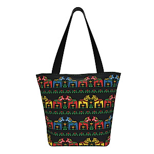 antkondnm Swedish Dala Horse Folk Tote Bag for Women Travel Work Shopping Grocery Top Handle Purses Large Totes Reusable Handbags Shoulder Bags…