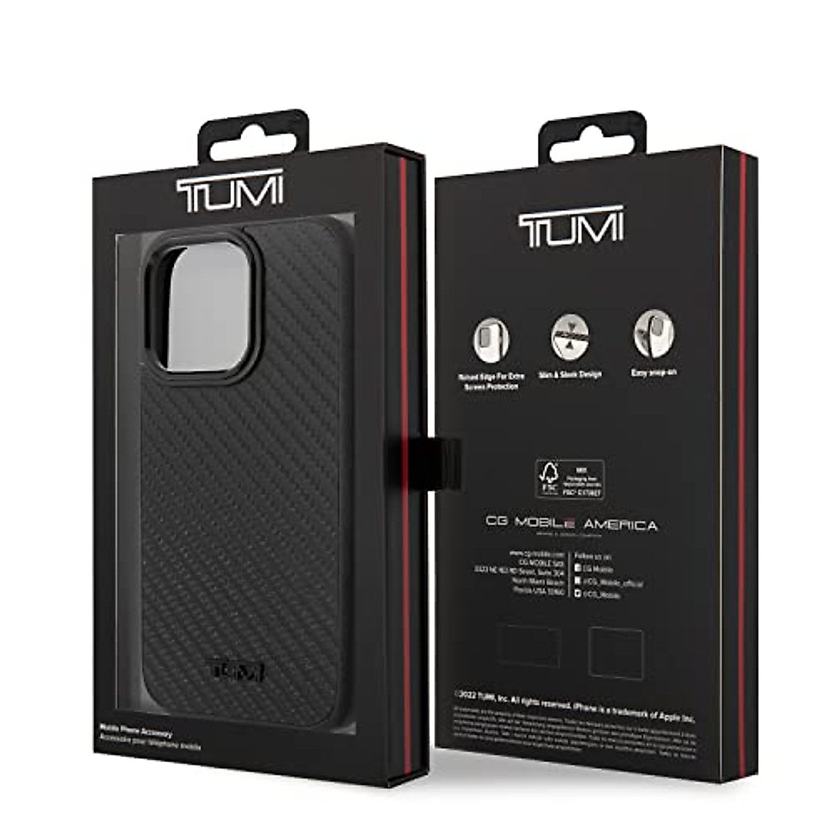 CG MOBILE TUMI Phone Case for iPhone 14 Pro Max in Black Aluminum Carbon Pattern, Real Protective & Durable Case with Easy Snap-on, Shock Absorption & Signature Logo