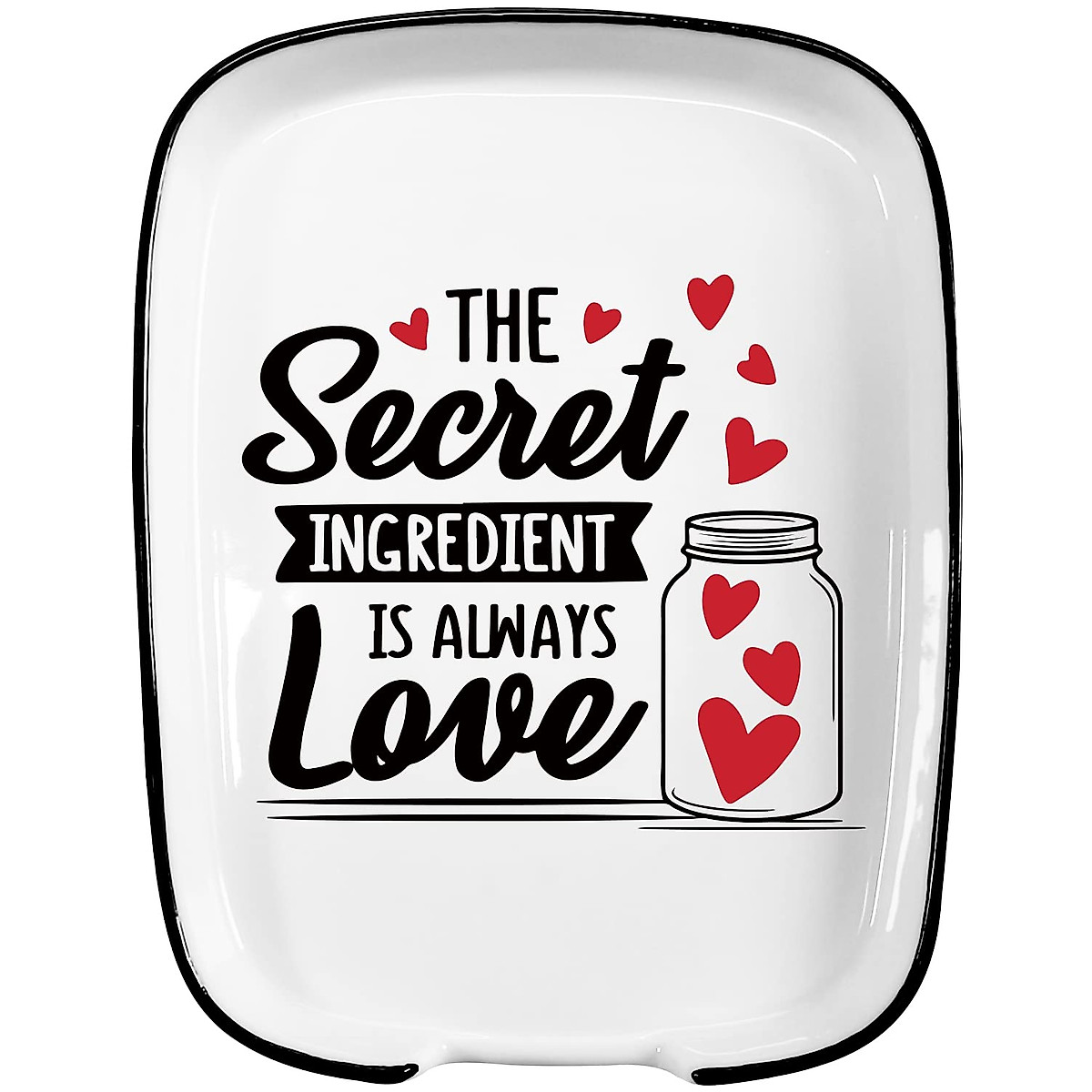Hvukeke Ceramic Spoon Rest for Kitchen Stove Top Counter, Funny The Secret Ingredient Is Always Love White Spoon Holders for Chef, Mom, Grandma Cute Kitchen Gift