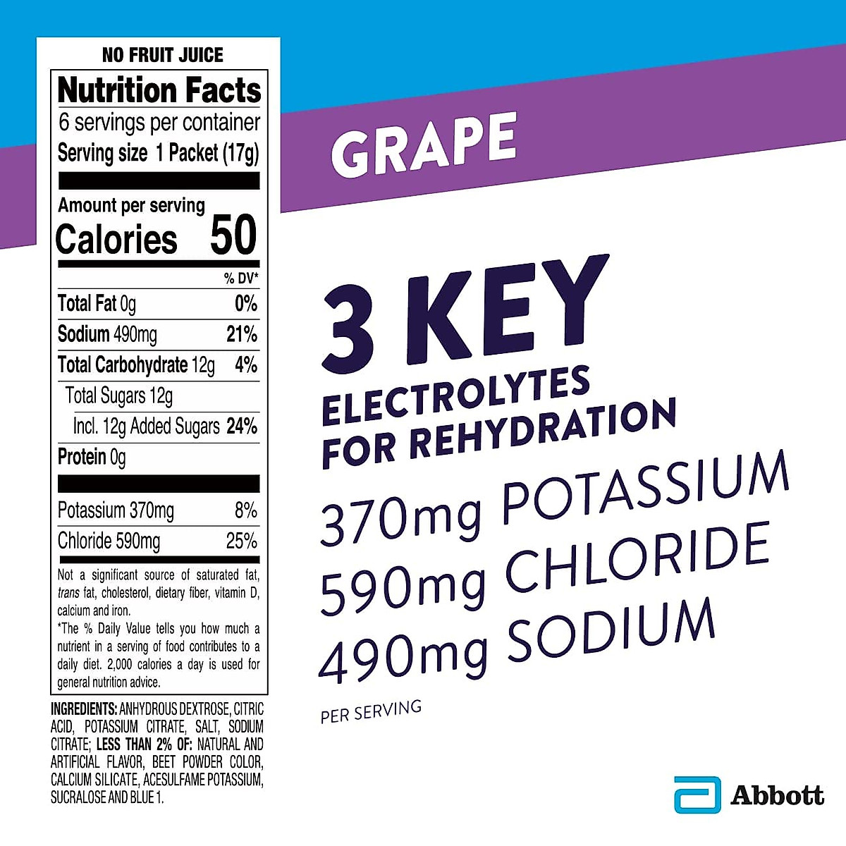 Pedialyte Electrolyte Powder Packets, Grape, Hydration Drink, 6 Single-Serving Powder Packets