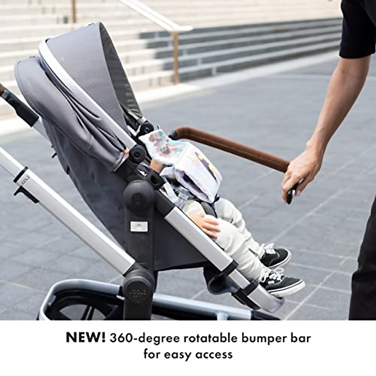 Joolz Day+ Stroller for Babies from Birth to Toddlers 6 Month+ (up to 50lbs) Complete Set: Cot & Seat (incl. Raincover) One-Hand Compact Fold - Reversible Parent Facing Stroller Seat - Gorgeous Grey