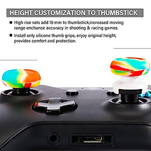 Playrealm FPS Thumbstick Extender Rubber Silicone Grip Cover 2 Sets for Xbox Series X/S & Xbox One Controller(Rainbow)
