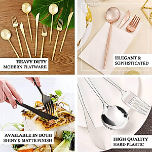 Efavormart 24 Pack | Gold Sleek Modern Flatware Set, Premium Plastic Silverware Cutlery Set - 8"