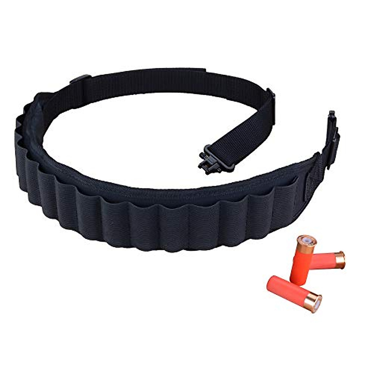 BOOSTEADY Black Shotgun Sling with Shell Holder, 2 Point Non-Slip Adjustable Ammo Sling for Shotgun - Holds 15 Shells