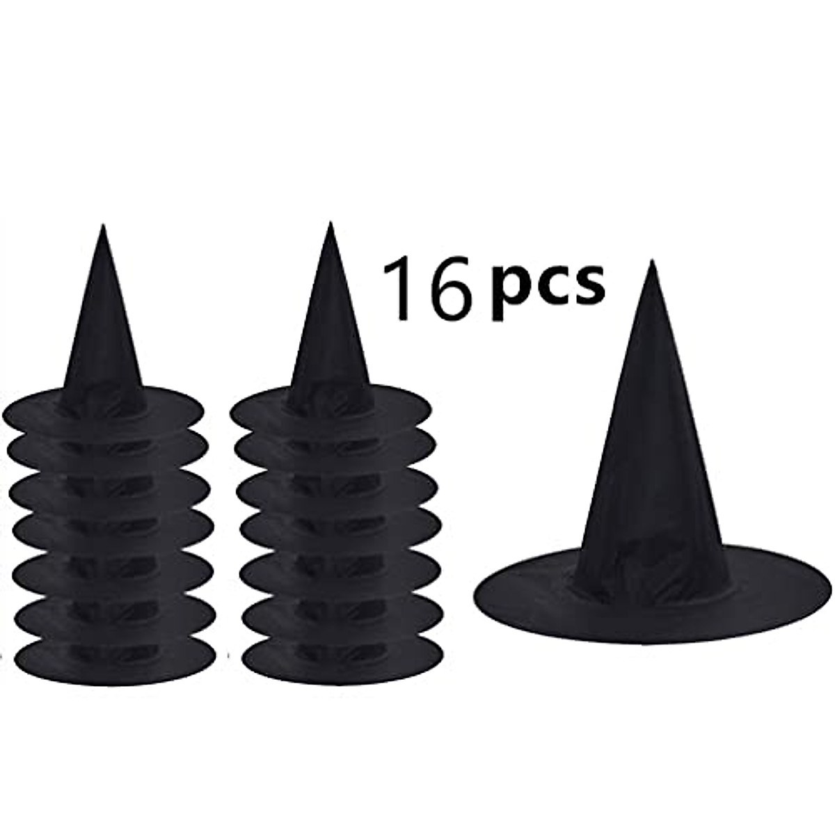 16 pcs Halloween Black Witch Hat for Party Masquerade Cosplay Costume Accessory Daily for Halloween Carnival Party Black