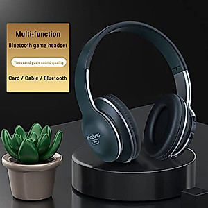 WOLWES Multifunctional Headband Bluetooth Headset, Bluetooth 5.0 Subwoofer Headset, 8-Hour Working, Foldable Over-Ear Headphones Wireless Bluetooth for Cell Phones & Computer & TV (Green)