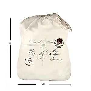 Vintage House Postale Laundry Bag Extra Large Cotton Heavy Duty 28 x 35 inches with Drawstring Closure