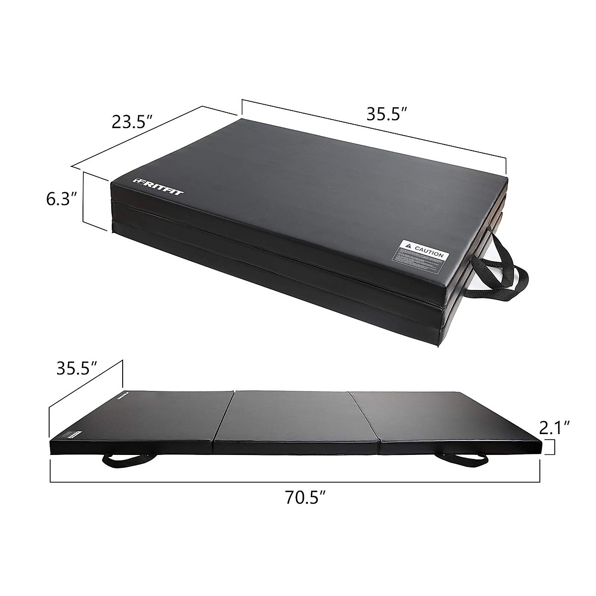 RitFit Upgraded Folding Exercise Mat, 2 Inch Thick Gymnastics Mat 3’x6’,4’x8’,4x10’ with Carrying Handles for Yoga, MMA, Stretching, Core Workouts and Home Gym Protective Flooring