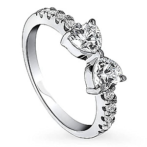 BERRICLE Sterling Silver Bow Tie Cubic Zirconia CZ Heart Fashion Ring for Women, Rhodium Plated Size 7