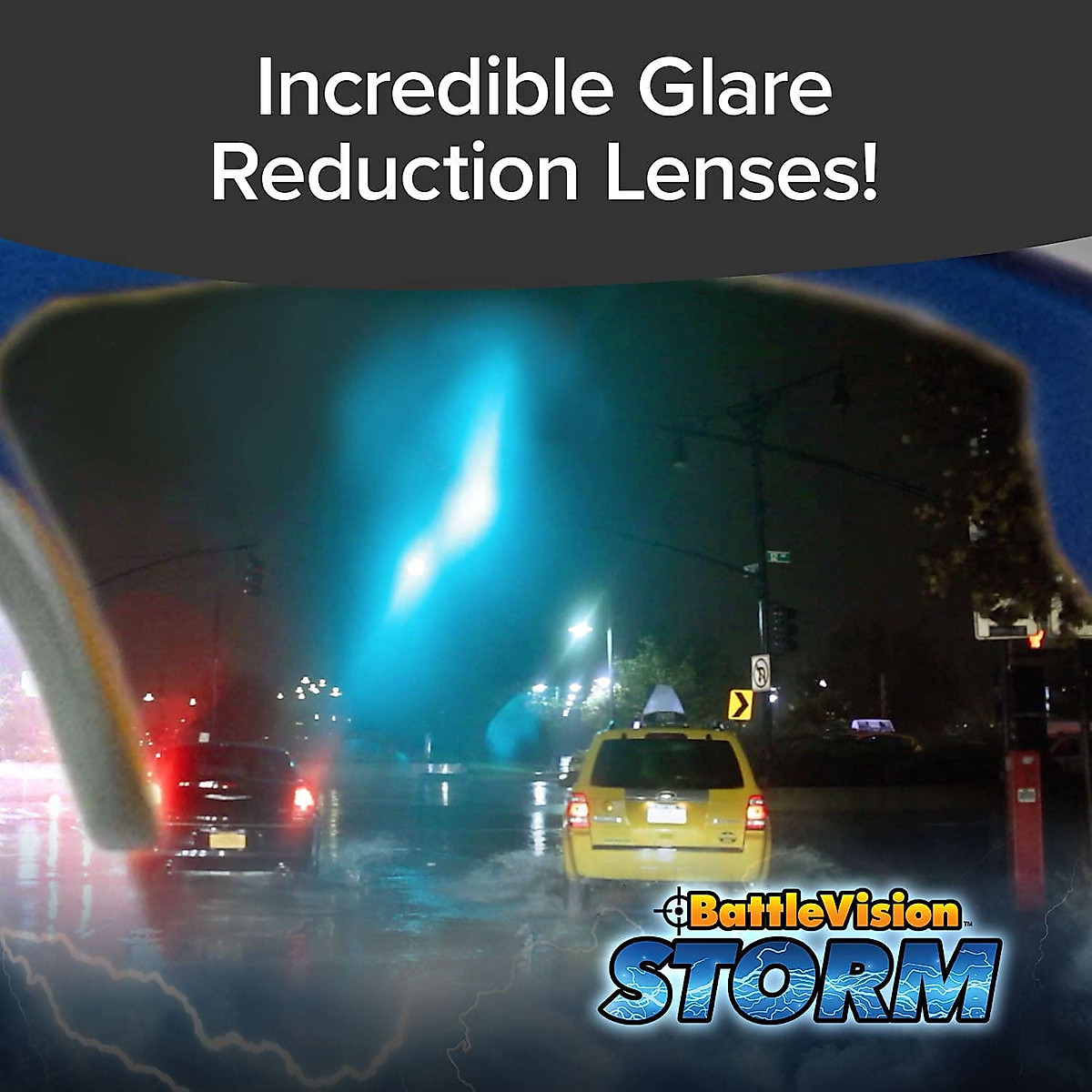 BattleVision Storm Glare-Reduction Glasses by BulbHead, See Clearly During Bad Weather Day or Night, Great for ALL Weather Conditions, Optimize Light & Block Blue Rays, Unisex Design, 2 Pairs