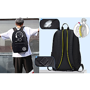 Oslimea Kids School Backpack Cartoon Anime Luminous Backpack 15.6 Inch Boys Lightweight Bookbag with USB Charging Port Anti-Theft Travel Casual Backpack