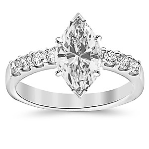 2 Carat GIA Certified Marquise Cut Classic Prong Set Diamond Engagement Ring with a 1 Ct G-H VS1-VS2 Center