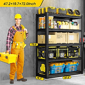 Storage Shelves Heavy Duty Adjustable 5 Tier Garage Shelving 3000 lbs Metal Shelf Industrial Utility Rack for Warehouse, Pantry, Basement, Workshop Storage & Organization (19.7" D*47.2" W*72" H)