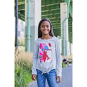 Miraculous Ladybug Cat Noir Rena Rouge Little Girls 2 Pack Ruffle T-Shirts Gray/Red 7-8