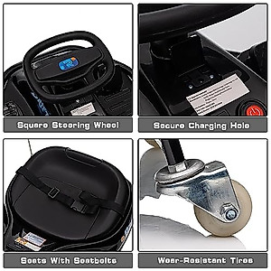 LUIBAS 24V Electric Drifting Go Kart for Kids, Kids Ride on Car with Seatbelt, Music, Bluetooth, Ride on Toy with Drifting System for Riders up to 135 lbs, Black