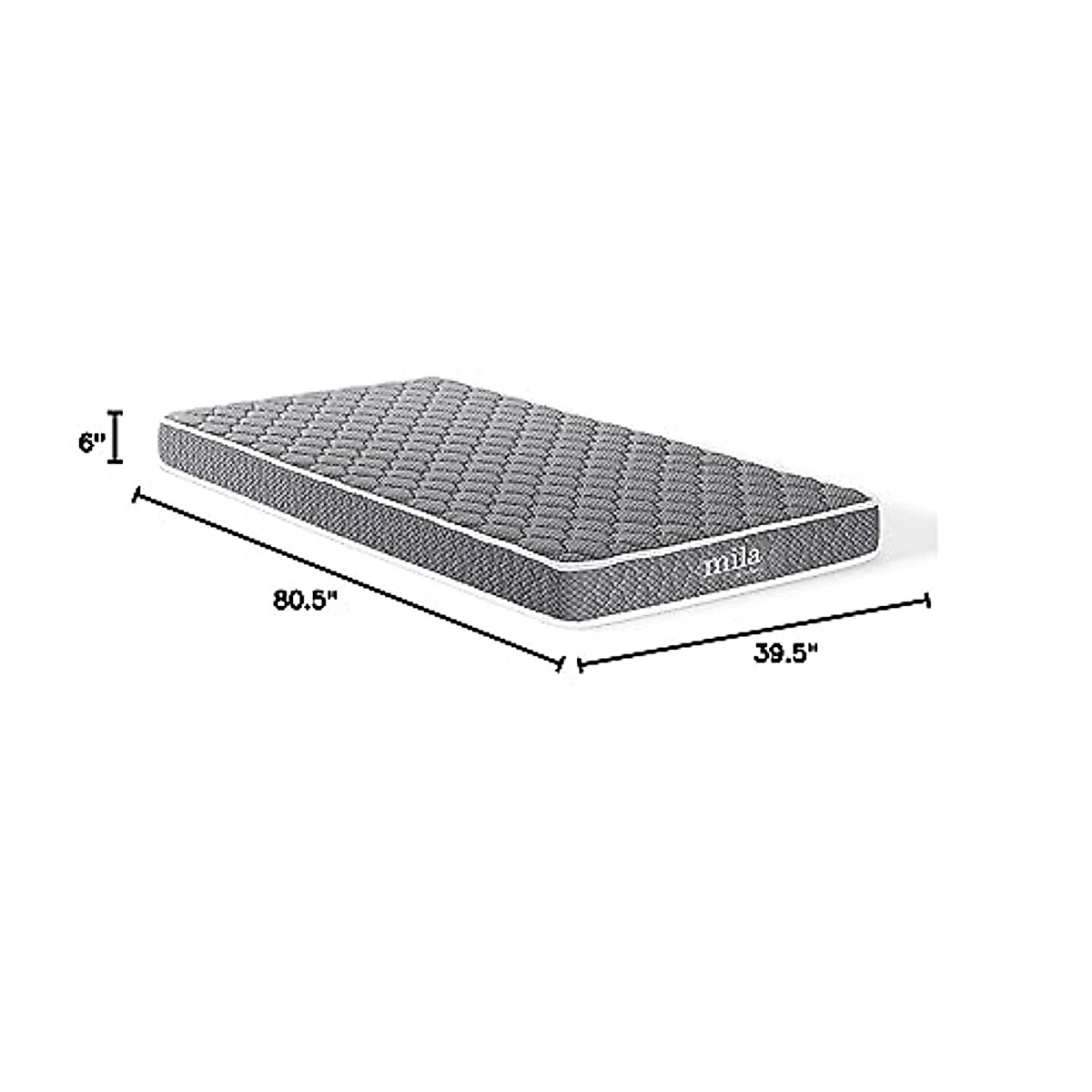 Modway Mila 6” Twin XL Mattress - Firm 6 Inch Twin XL Mattress - 10-Year Warranty White
