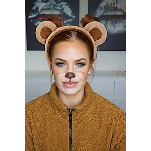 Bear Ears Headbands for Adults - Cute Brown Bear Costume Ears for Women's Halloween Festival Party Hair Accessories