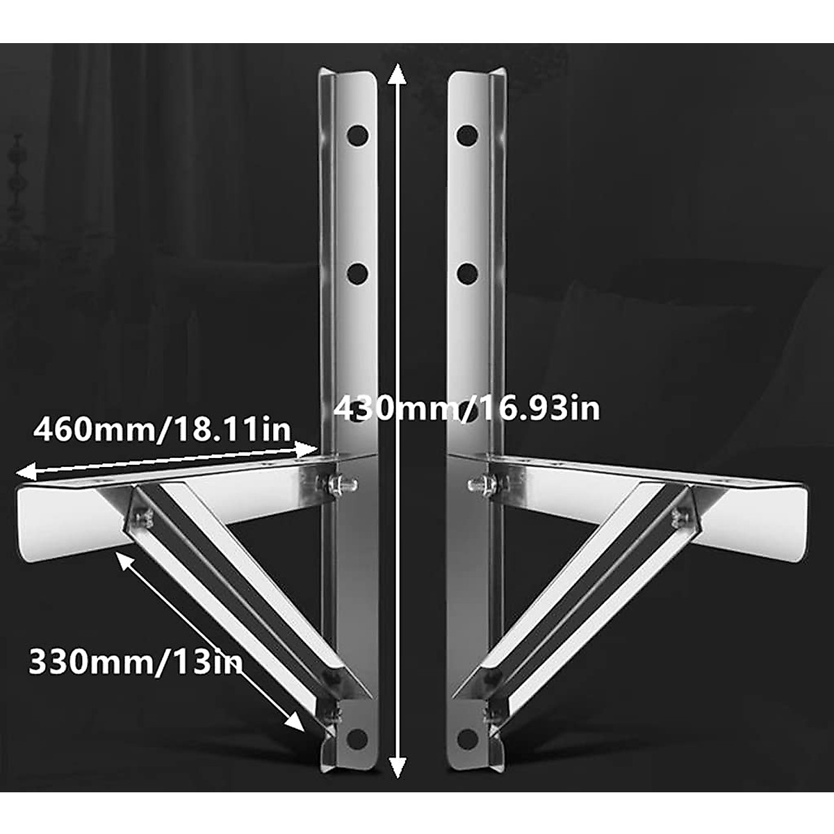 Mounting Bracket for 9000-24000BTU Condenser Ductless Mini Split Air Conditioner Heat Pump Systems, Support Condenser up to 360 lbs, Rust Free Stainless Steel,(Type1)
