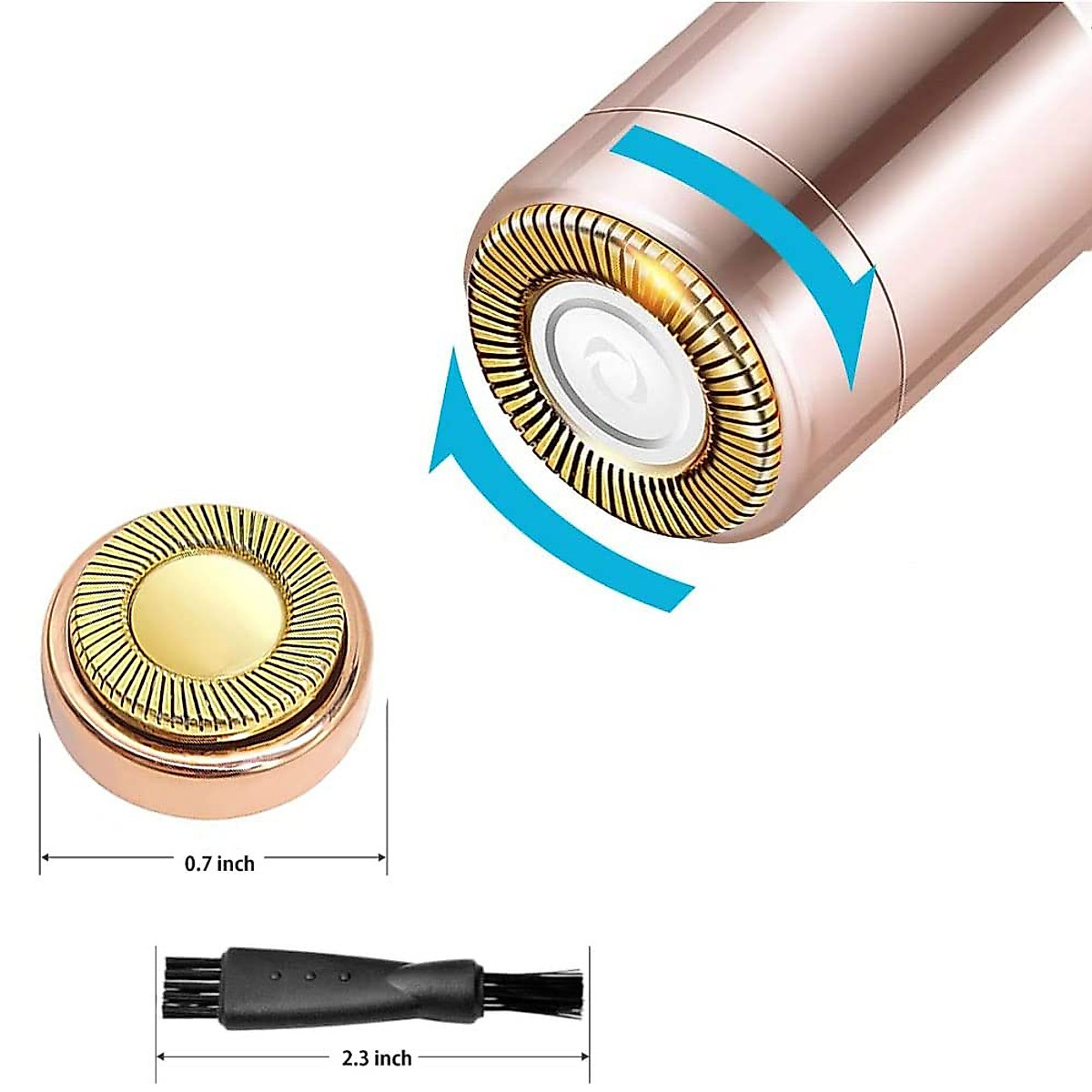 6 Pcs Facial Hair Remover Replacement Heads for Women's Painless Flawless Hair Remover(Only Fit Gen 1) for Good Finishing and Well Touch, 18K Rose Gold-Plated Blade Head With Cleaning Brush -Rose Gold