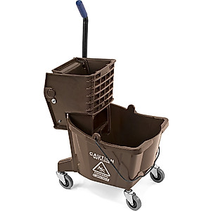 Carlisle FoodService Products Mop Bucket with Side-Press Wringer for Floor Cleaning, Restaurants, Offices, And Janitorial Use, Polyproylene, 26 Quarts, Brown
