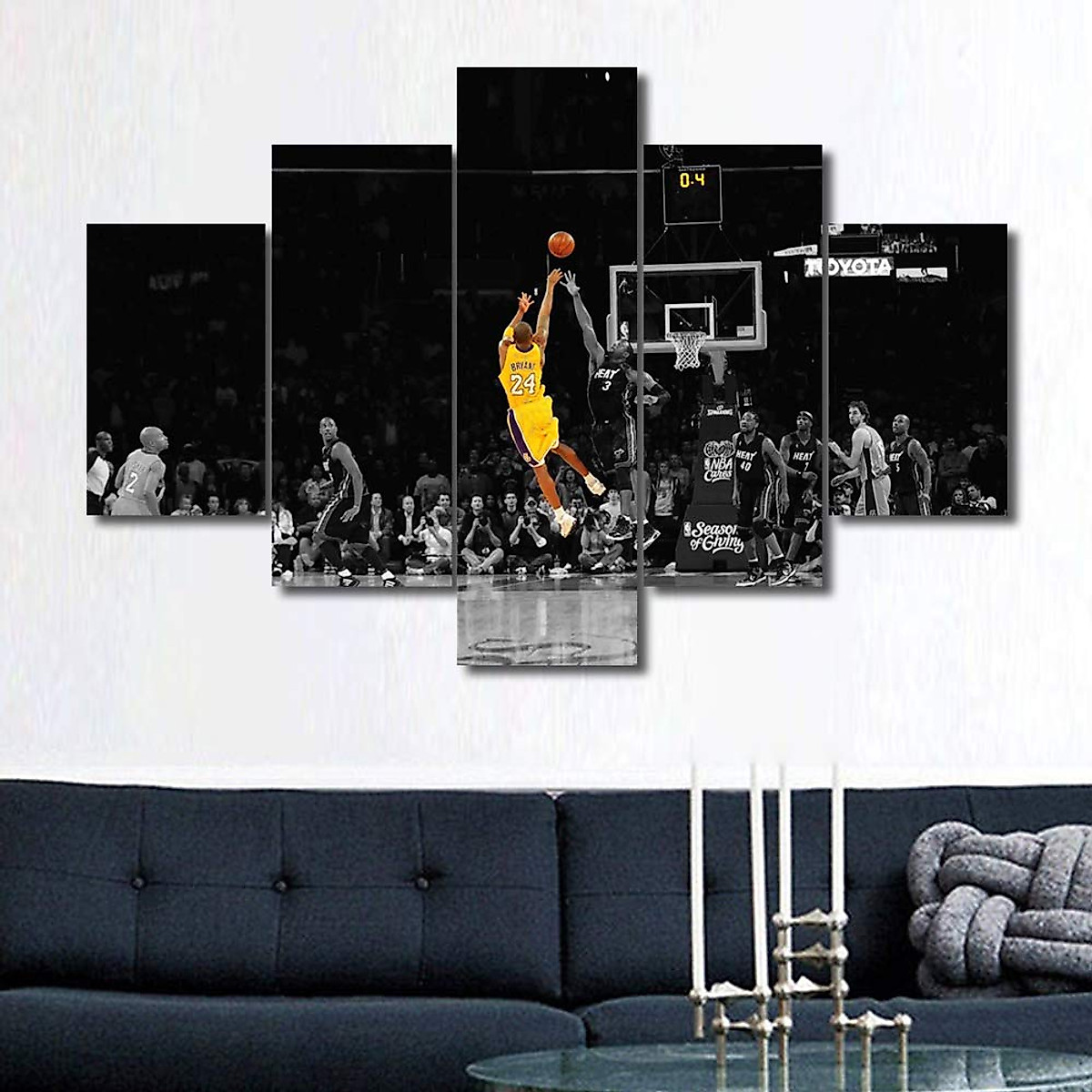 Large Canvas Art Prints Kobe Bryant's Game Winning Shot Picture Forever Legend Inspirational Art for Home Wall Decor, Black Mamba Posters for Men Boys Room Decorations for Bedroom, Office (60"W40"H)