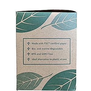 Kingseal FSC Certified Paper Cocktail Straws, Unwrapped, 6mm x 5.75 Inches, Silver Stripe, Biodegradable, Earth Friendly, Bulk Pack - 1 Box of 500 Straws